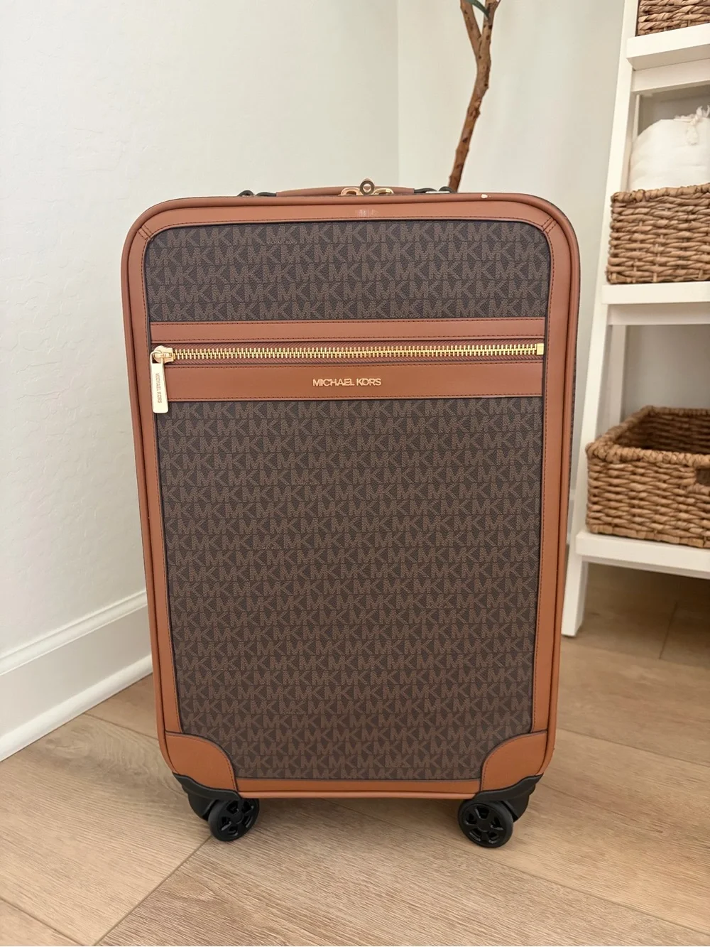 Michael Kors | Bags | Michael Kors Brown And Tan Mk Monogram Carryon ...